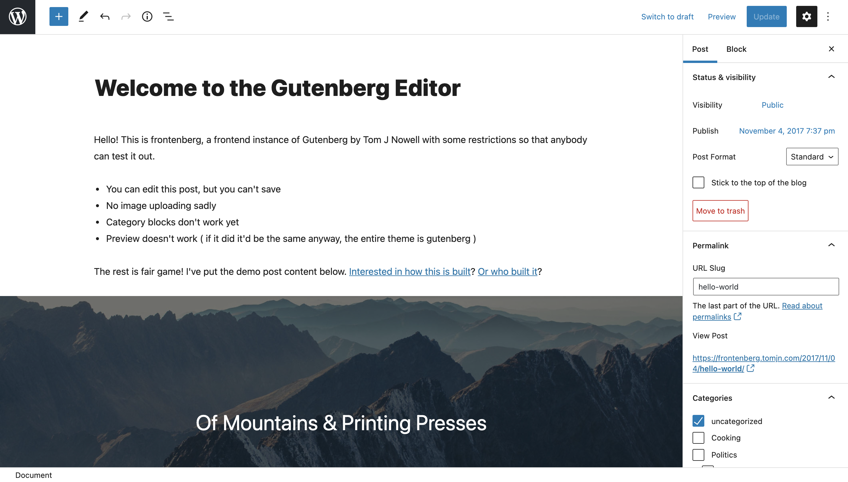 Frontenberg - A Gutenberg playground for all